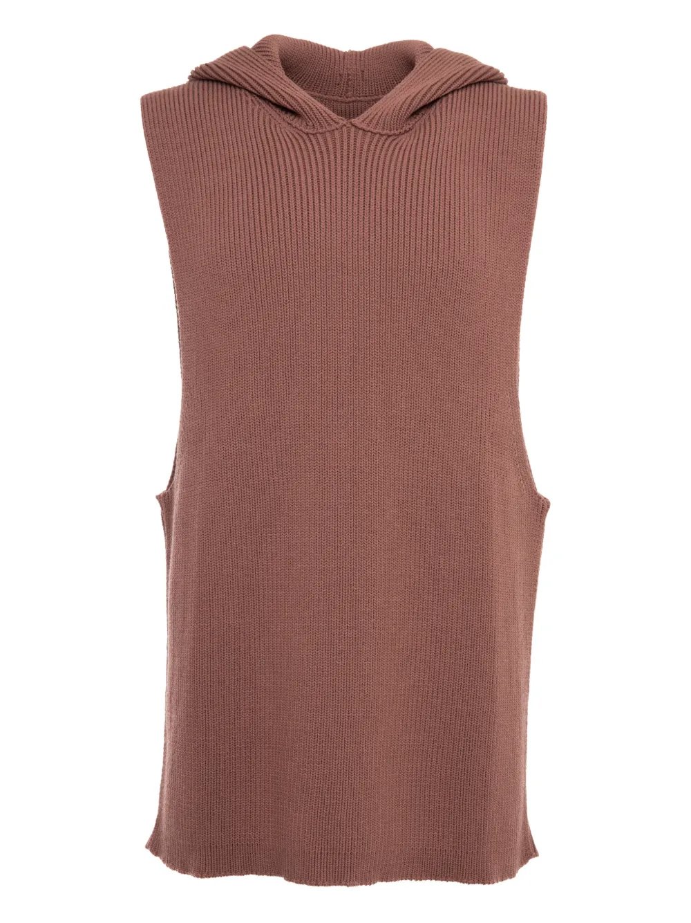 Rick Owens ribbed tank hoodie - Brown