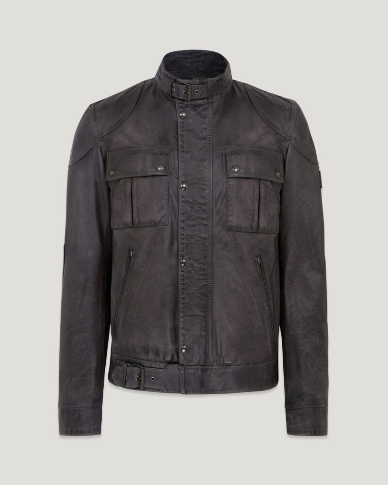 Belstaff Legacy Gangster Men's Hand Waxed Leather Tornado Grey Size UK 38