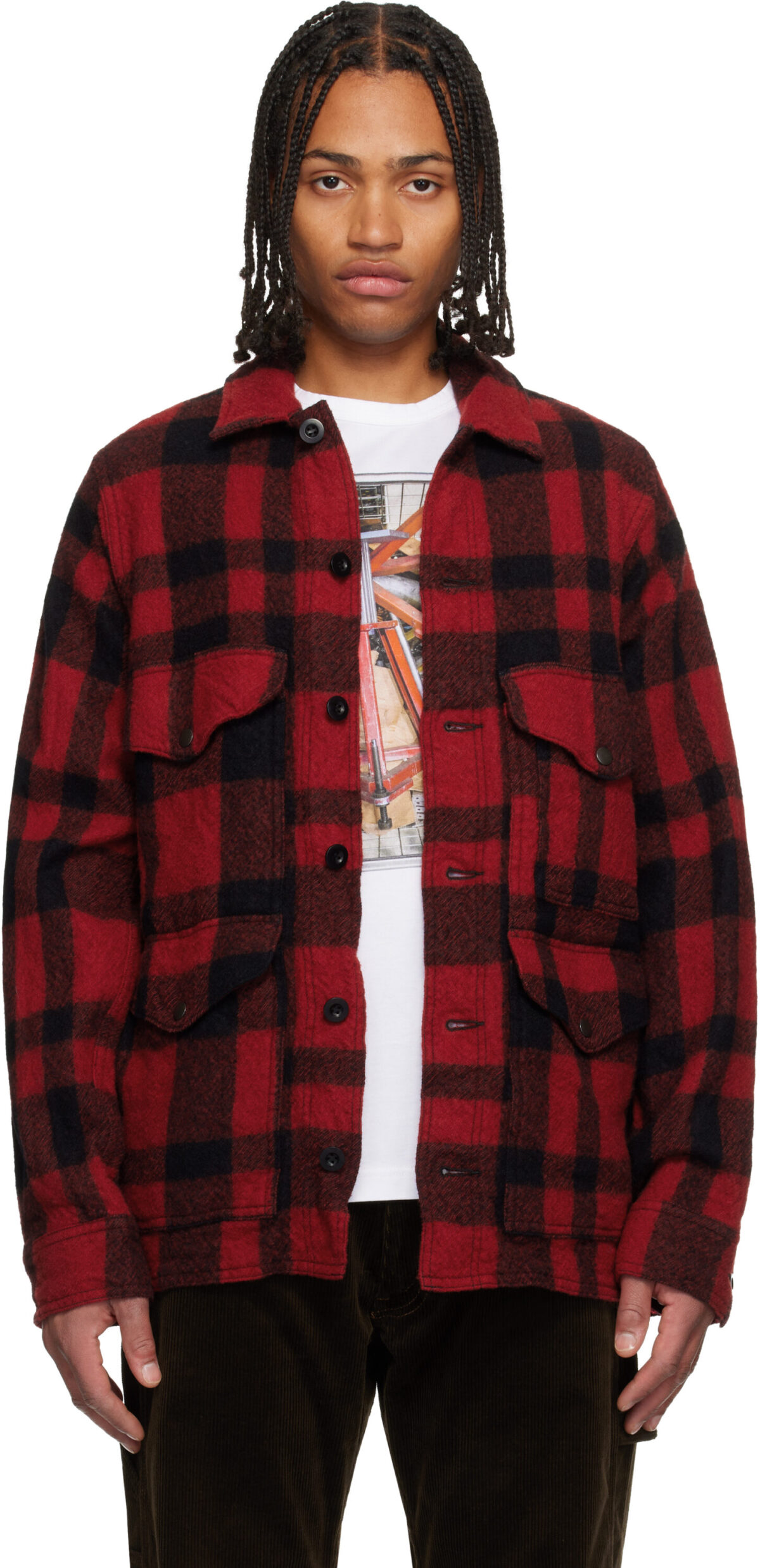 Junya Watanabe Red & Black Filson Check Jacket