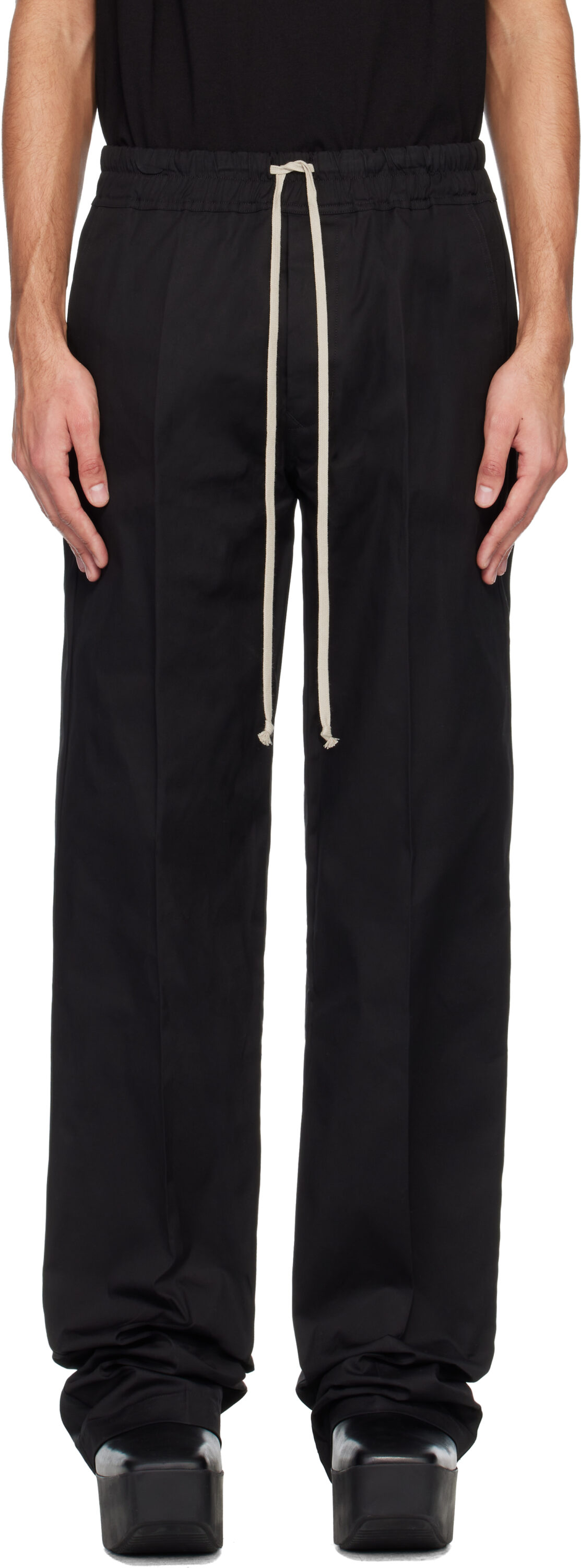 Rick Owens Black Temple Dietrich Drawstring Trousers