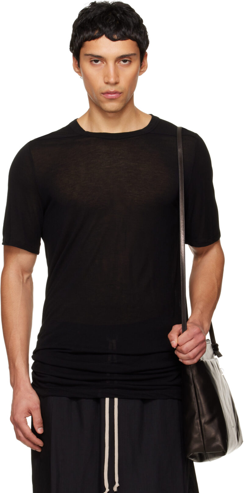 Rick Owens Black Temple Level Silk T-shirt