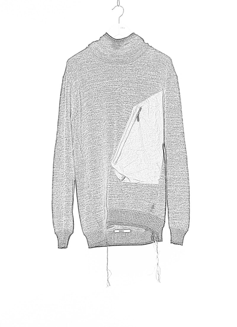 TAICHI MURAKAMI Displacement Hooded Pocket Sweater, cashmere/paper, medium grey/black