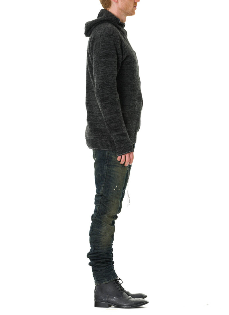 TAICHI MURAKAMI Displacement Hooded Pocket Sweater, cashmere/paper, medium grey/black