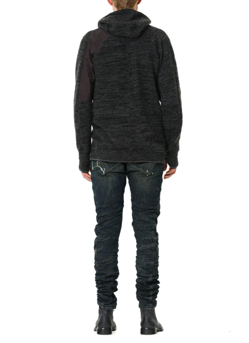 TAICHI MURAKAMI Displacement Hooded Pocket Sweater, cashmere/paper, medium grey/black